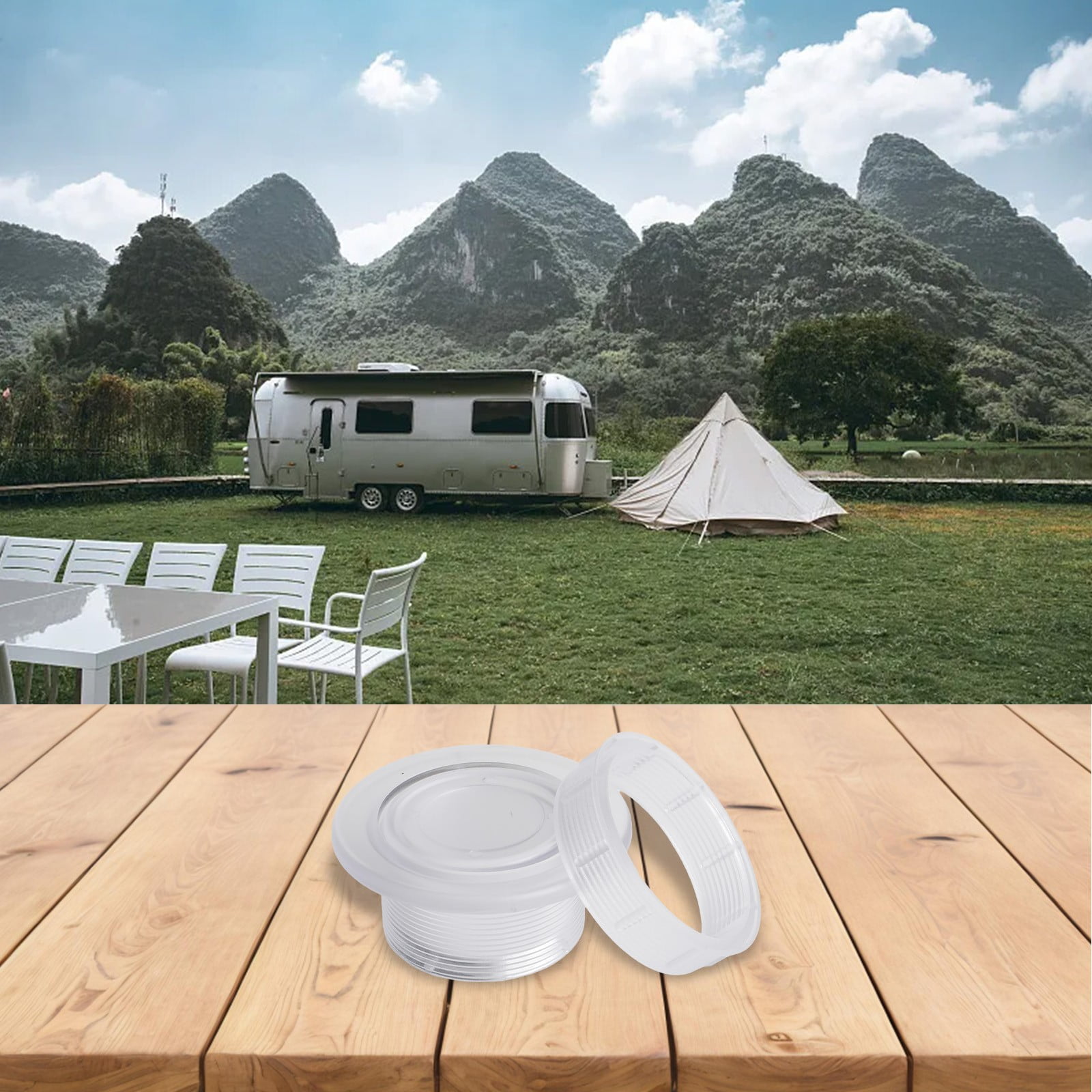 Weather Resistant Parasol Accessory Set with Hole Cap and Table Ring ...