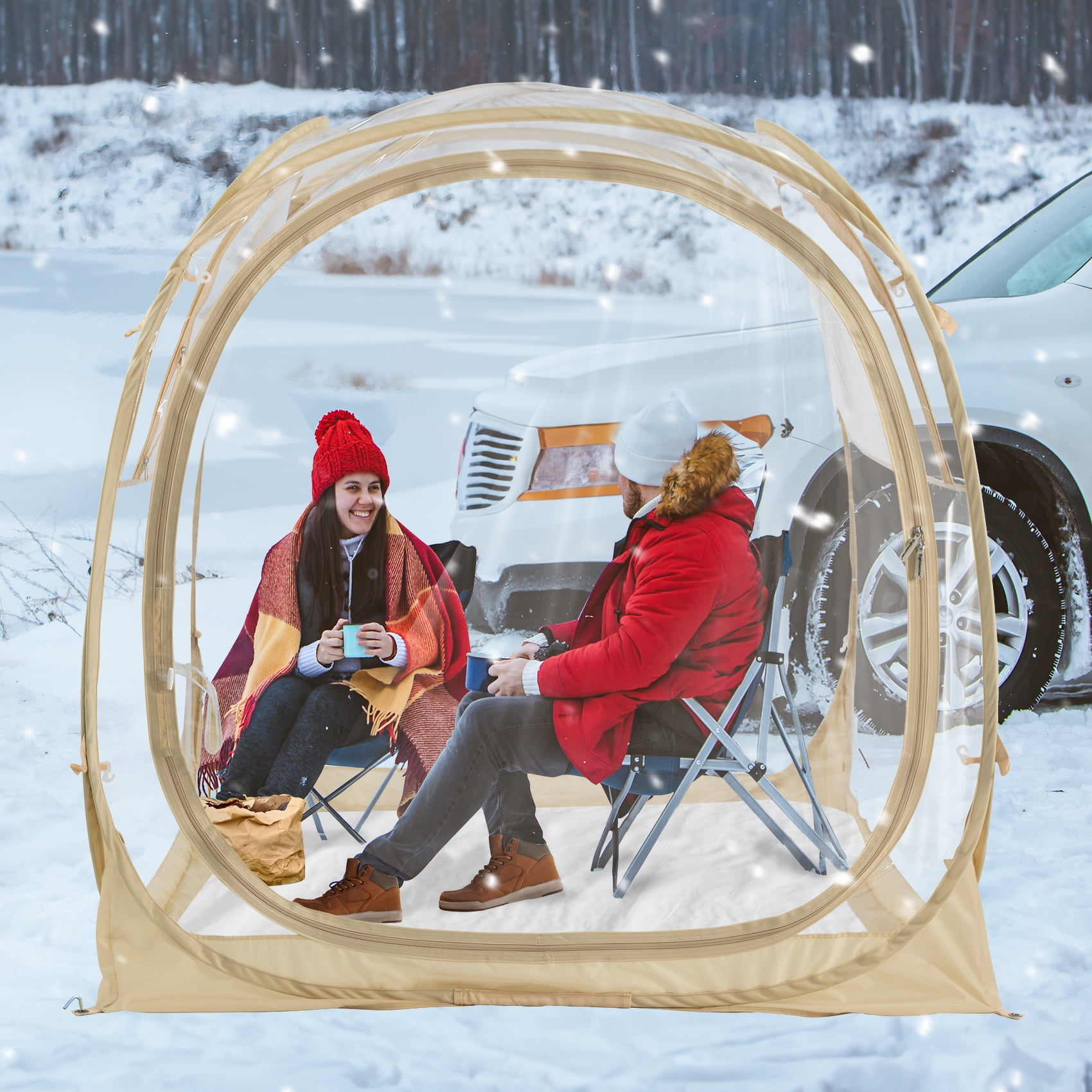 Weather-Resistant Pod, Fits 2-3, Quick Setup Sports Dome, Transparent ...