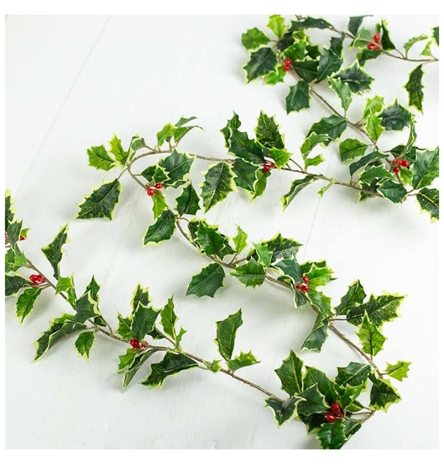 Weather Resistant Real Touch Variegated Holly with Red Berries ...