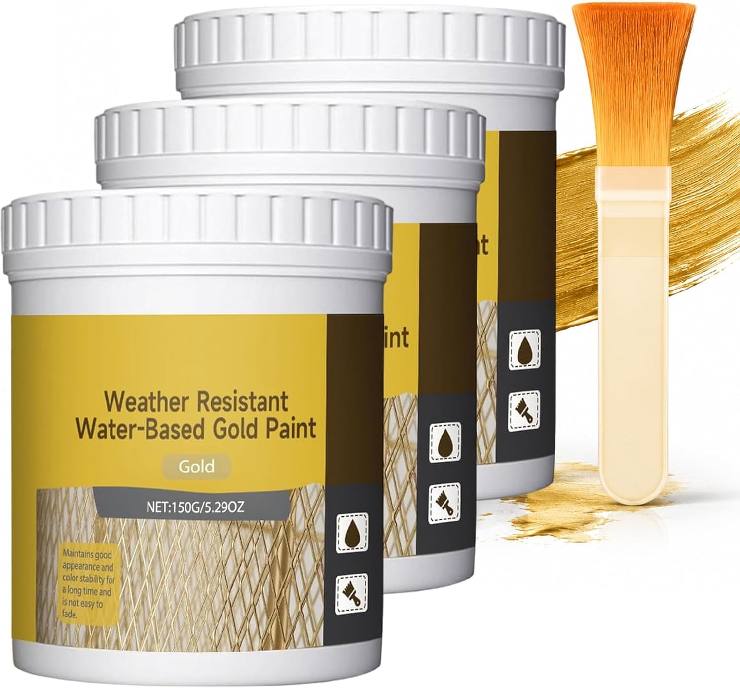 Weather Resistant Water Based Gold Paint, 150g Gold Leaf Paint for ...