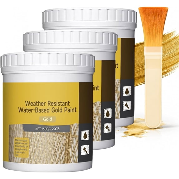 Weather Resistant Water Based Gold Paint, 150g Water Based Gold Leaf ...