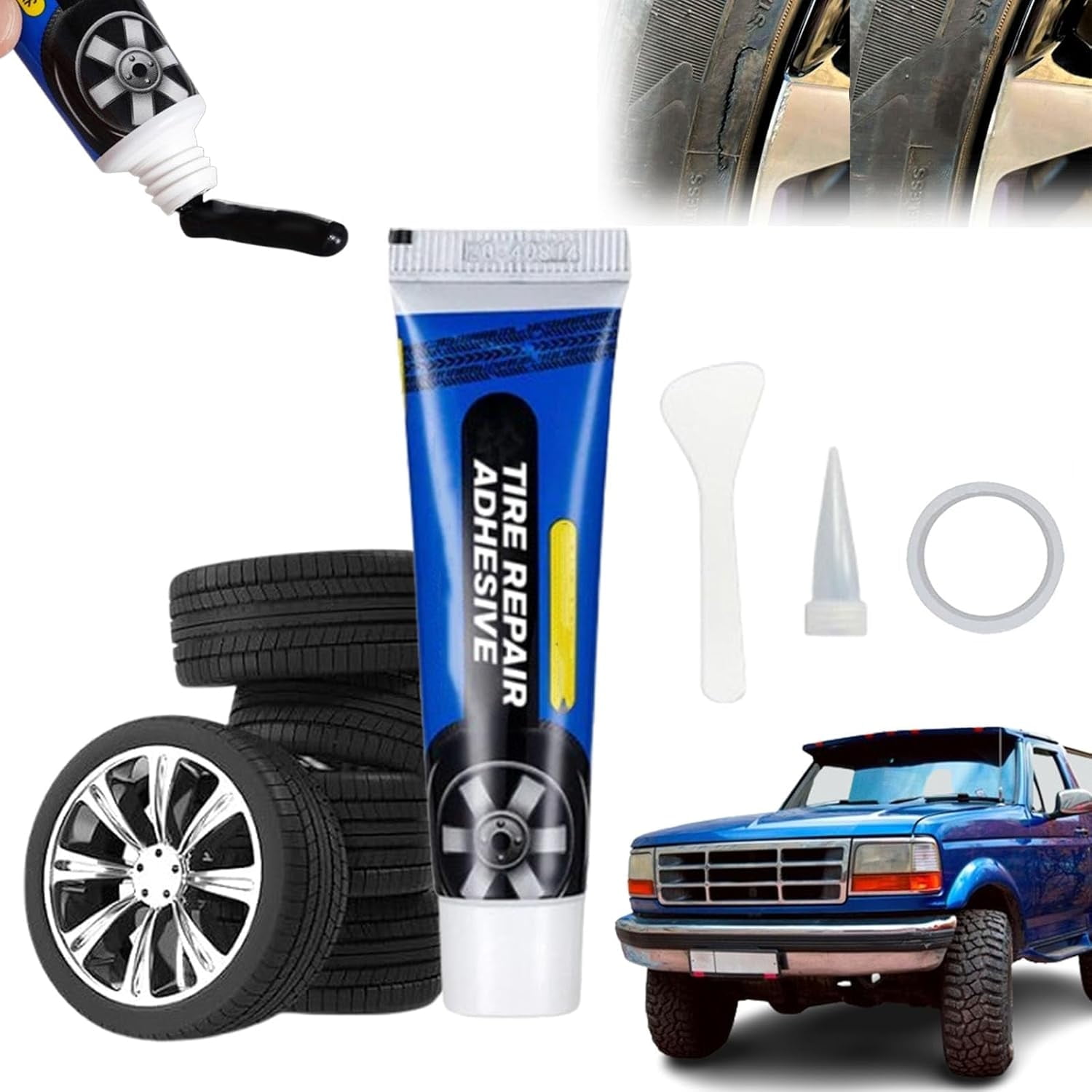 Weather-Resistant Waterproof Flexible Tire Repair Adhesive, Multifunctional Car Tire Repair Glue ...
