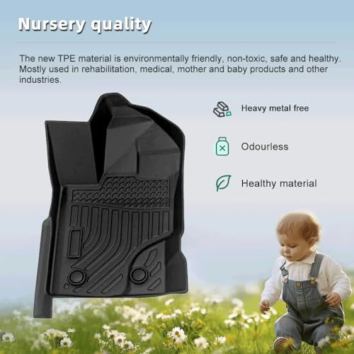 All Weather Rubber Floor Mats for Ford Ranger SuperCrew 2019 2020 2021 2022 2023, Custom Fit ...