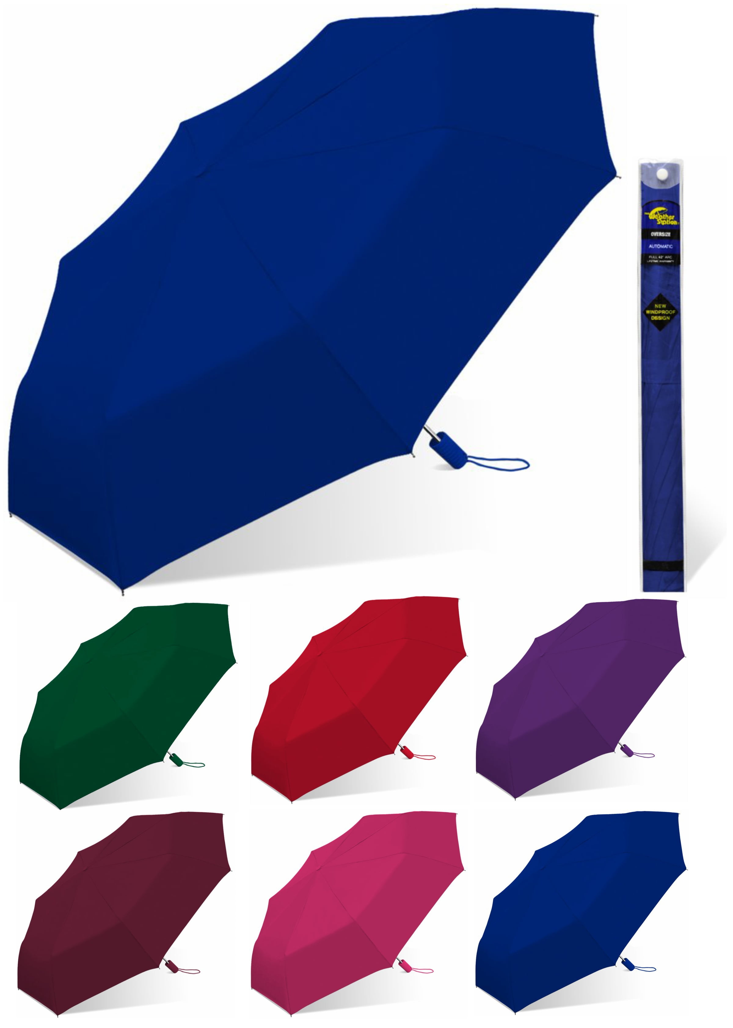 Weather Station 42" Automatic Folding Rain Umbrella - Walmart.com