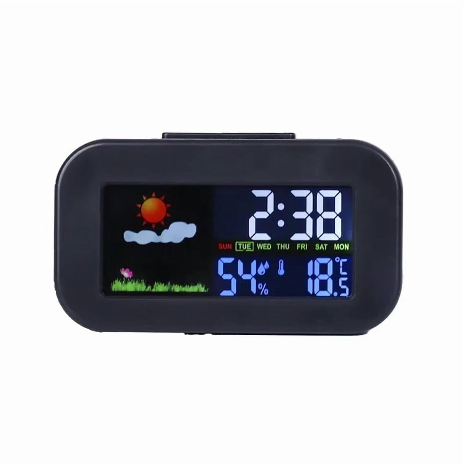 Weather Station Clock with Color Display Temp&Humidity Monitor Backlit ...
