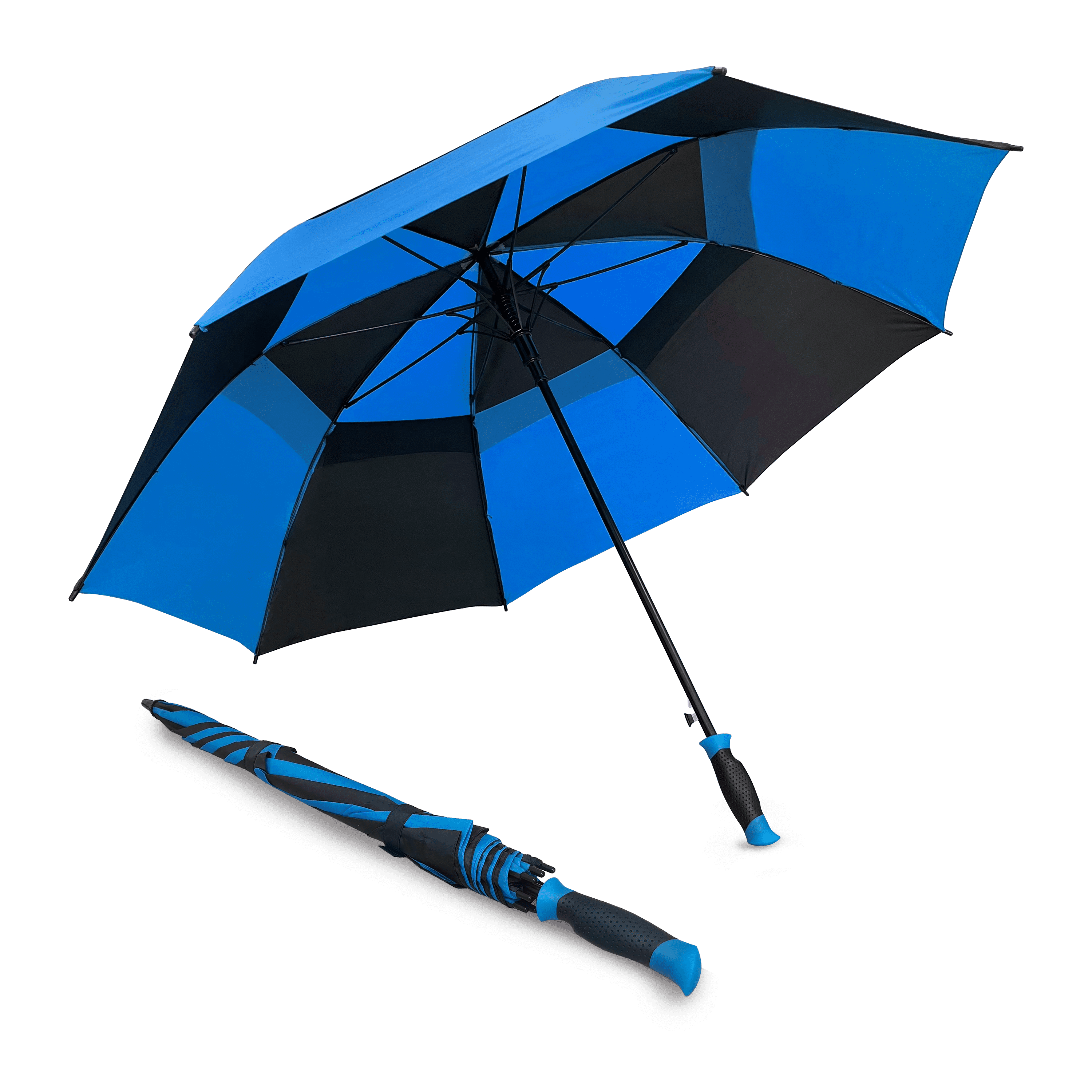 Weather Station Deluxe Two-Person Rain Umbrella Blue Black - Walmart.com