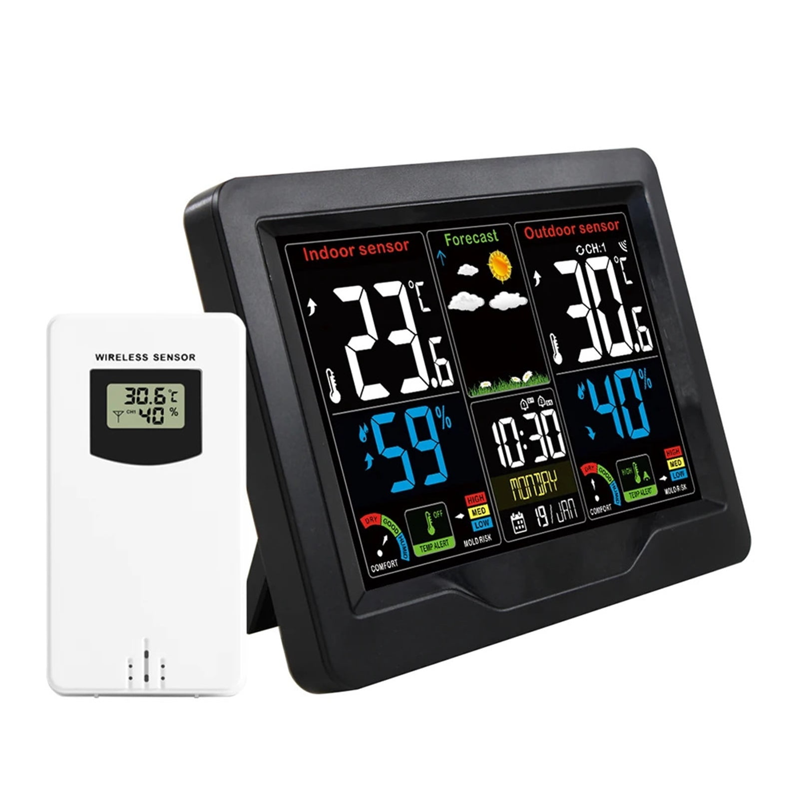 Weather Station Digital Alarm Clock Barometer Outdoor Sensor ...