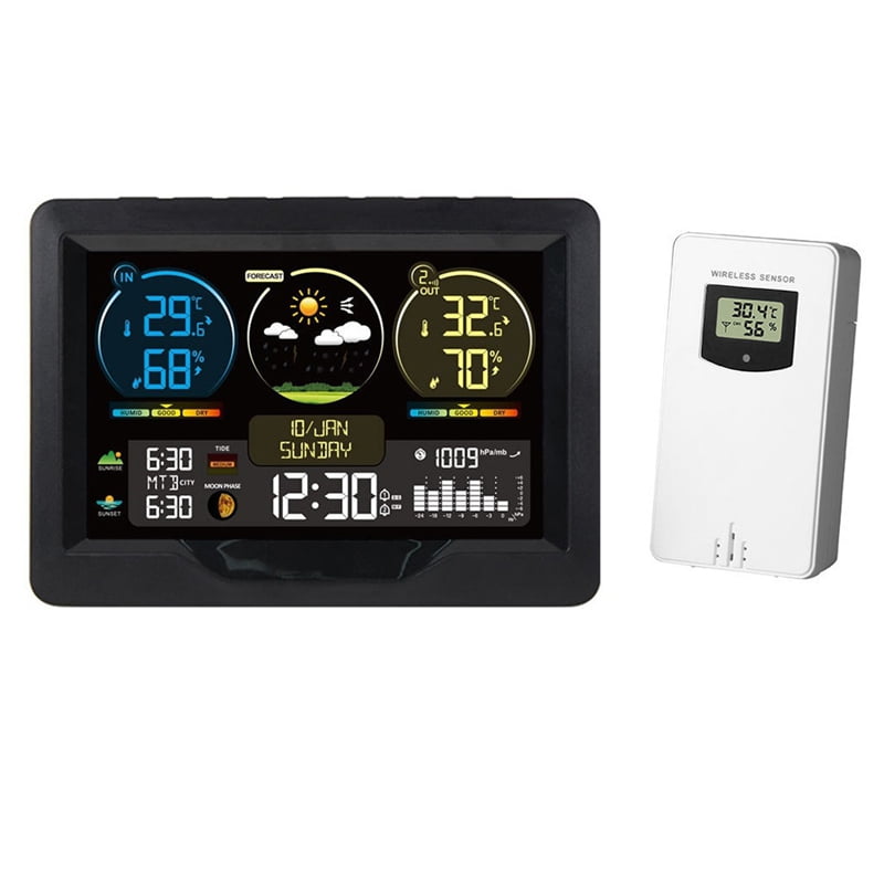 Weather Station Digital Alarm Clock with Color Screen Indoor and ...