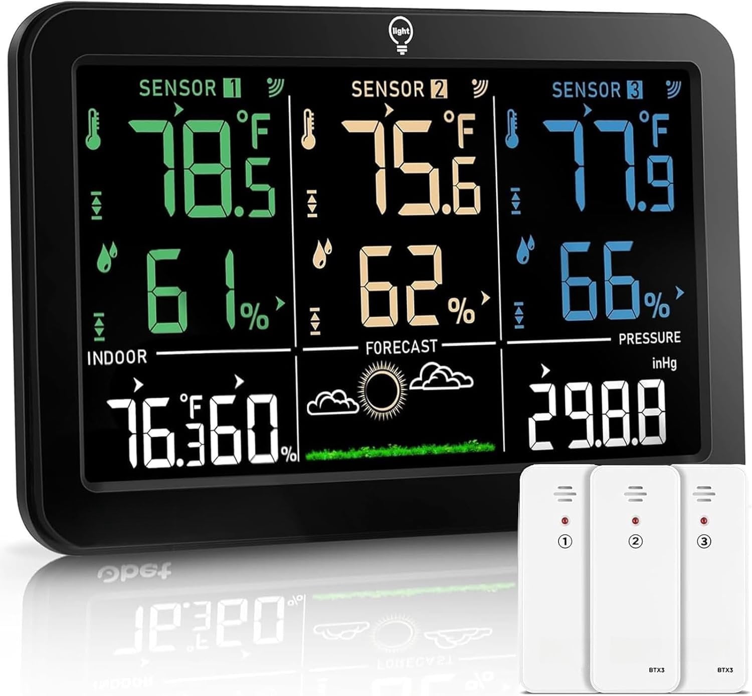 Weather Station Indoor Outdoor , Color Display Digital Temperature and ...