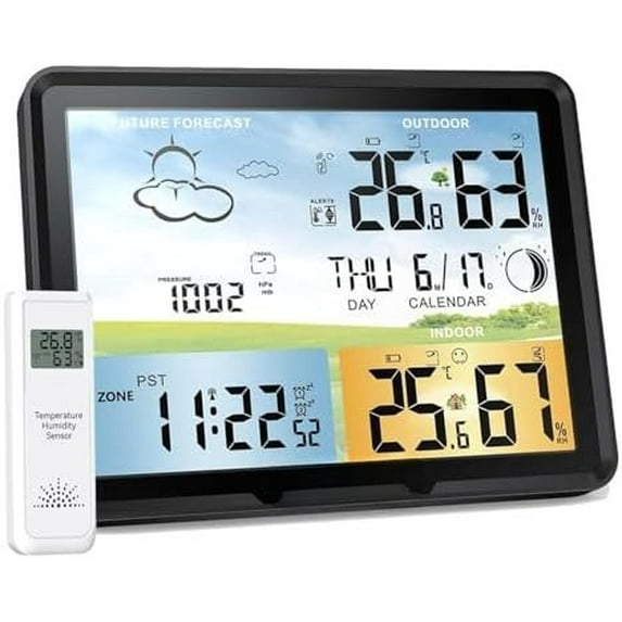Weather Station Indoor Outdoor , Digital with Remote Sensor, Full Color ...