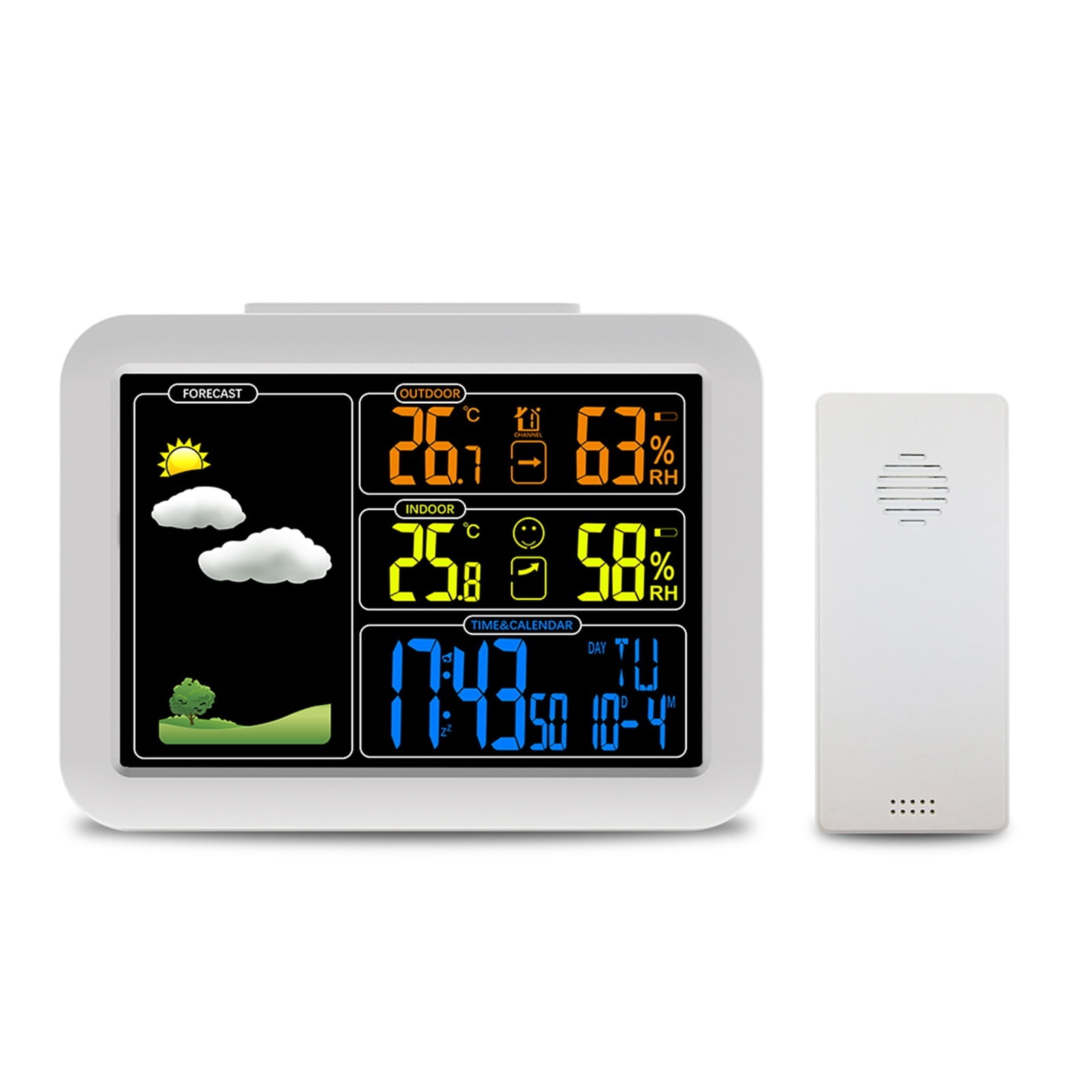 Weather Station Indoor Outdoor Temperature Humidity Meter LCD Display ...