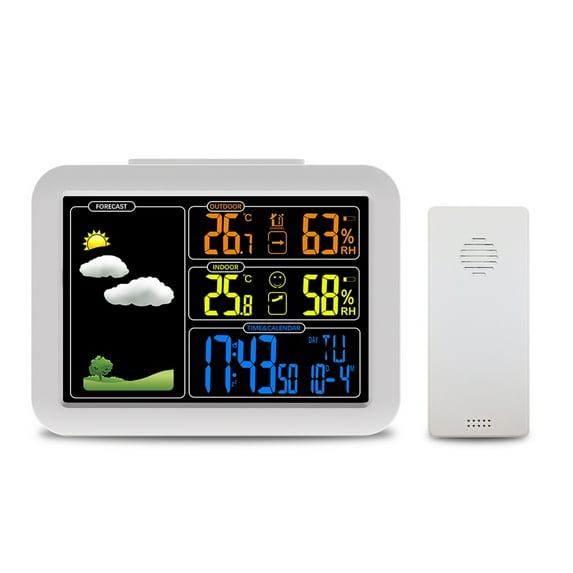 Weather Station Indoor Outdoor Temperature Humidity Meter LCD Display ...