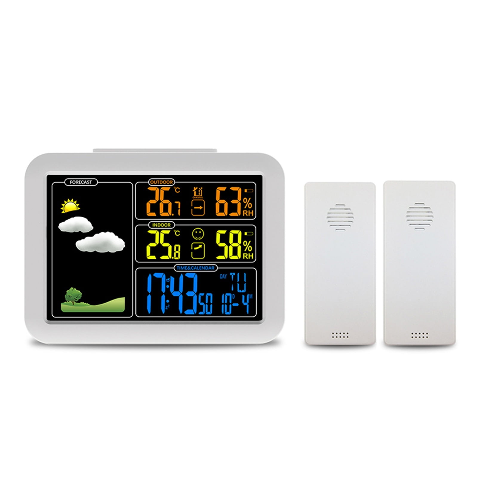 Weather Station Indoor Outdoor Temperature Humidity Meter LCD Display ...