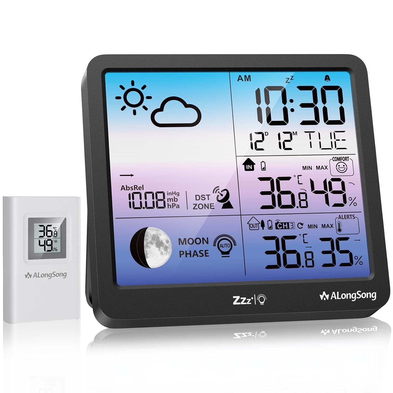 Weather Station Indoor Outdoor Thermometer Large Lcd Display Digital ...