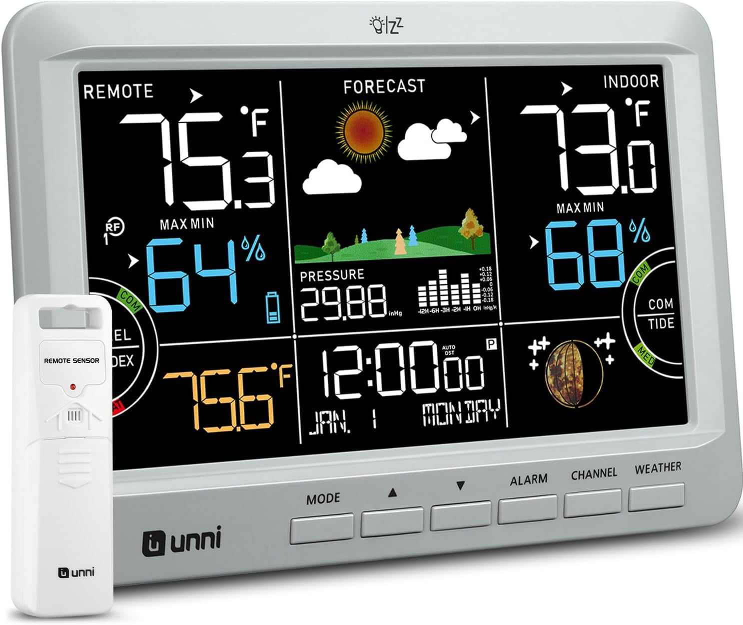 Weather Station Indoor Outdoor Thermometer Wireless, Home Atomic Clock ...