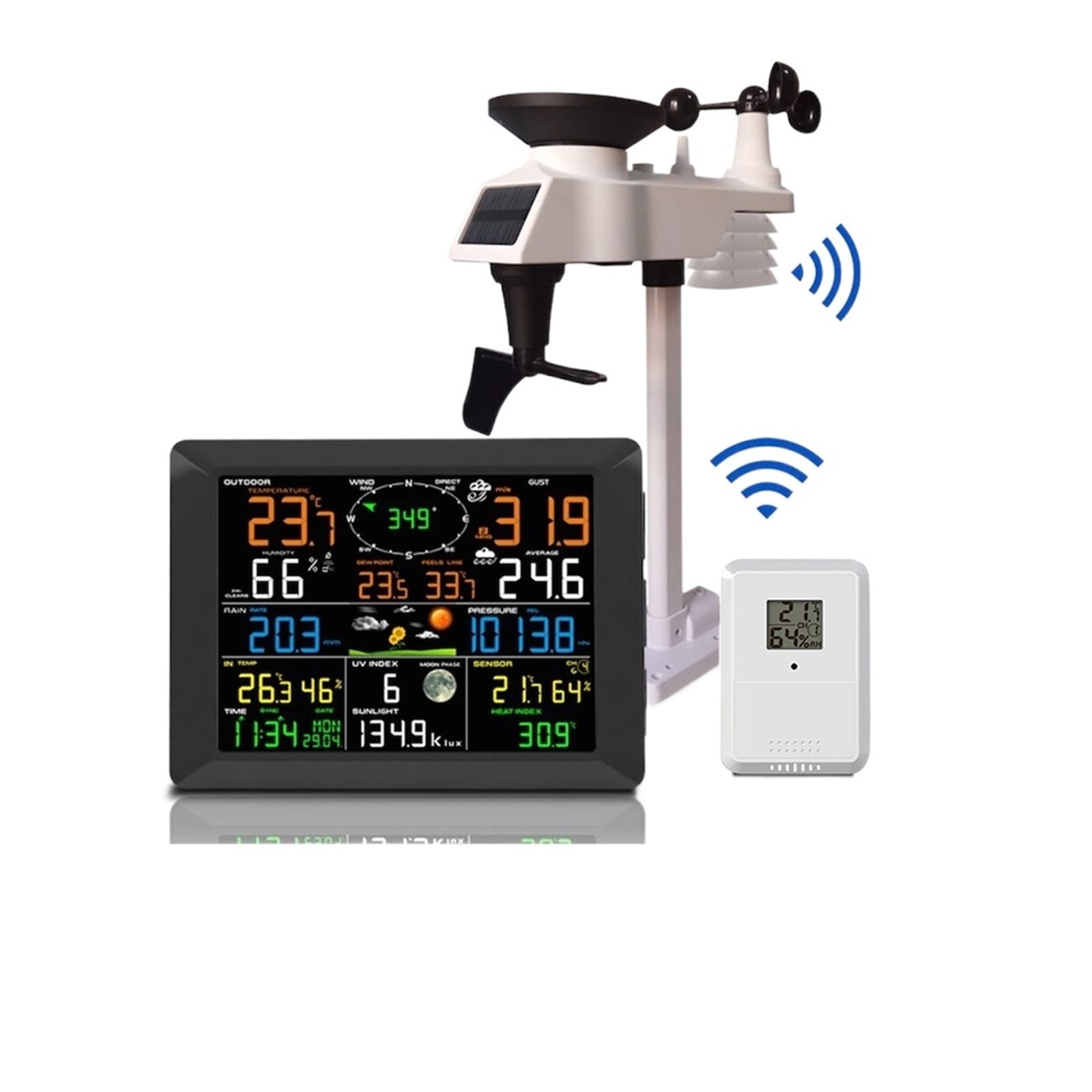Weather Station Internet Wireless Indoor Outdoor With Sensor Rain Gauge ...