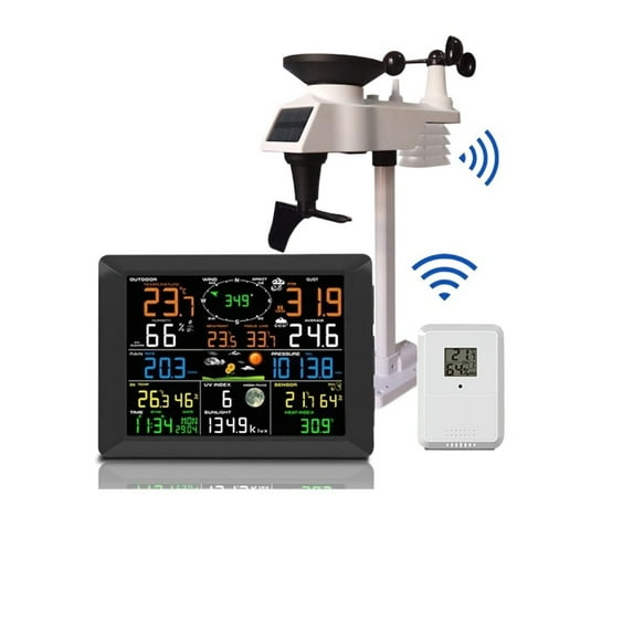 Weather Station Internet Wireless Indoor Outdoor With Sensor Rain Gauge ...