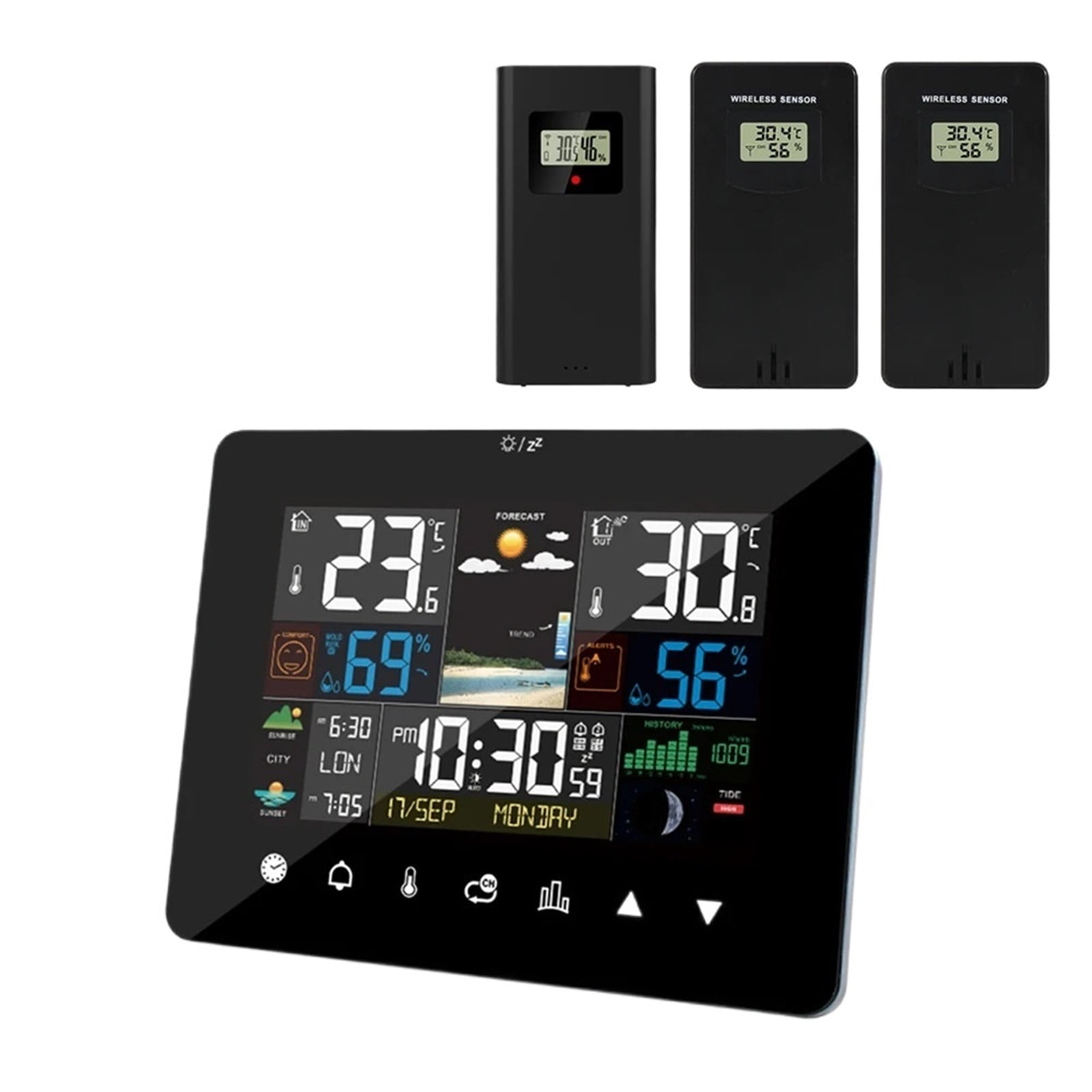 Weather Station Multi-function Alarm Clock Thermometer Hygrometer Touch ...