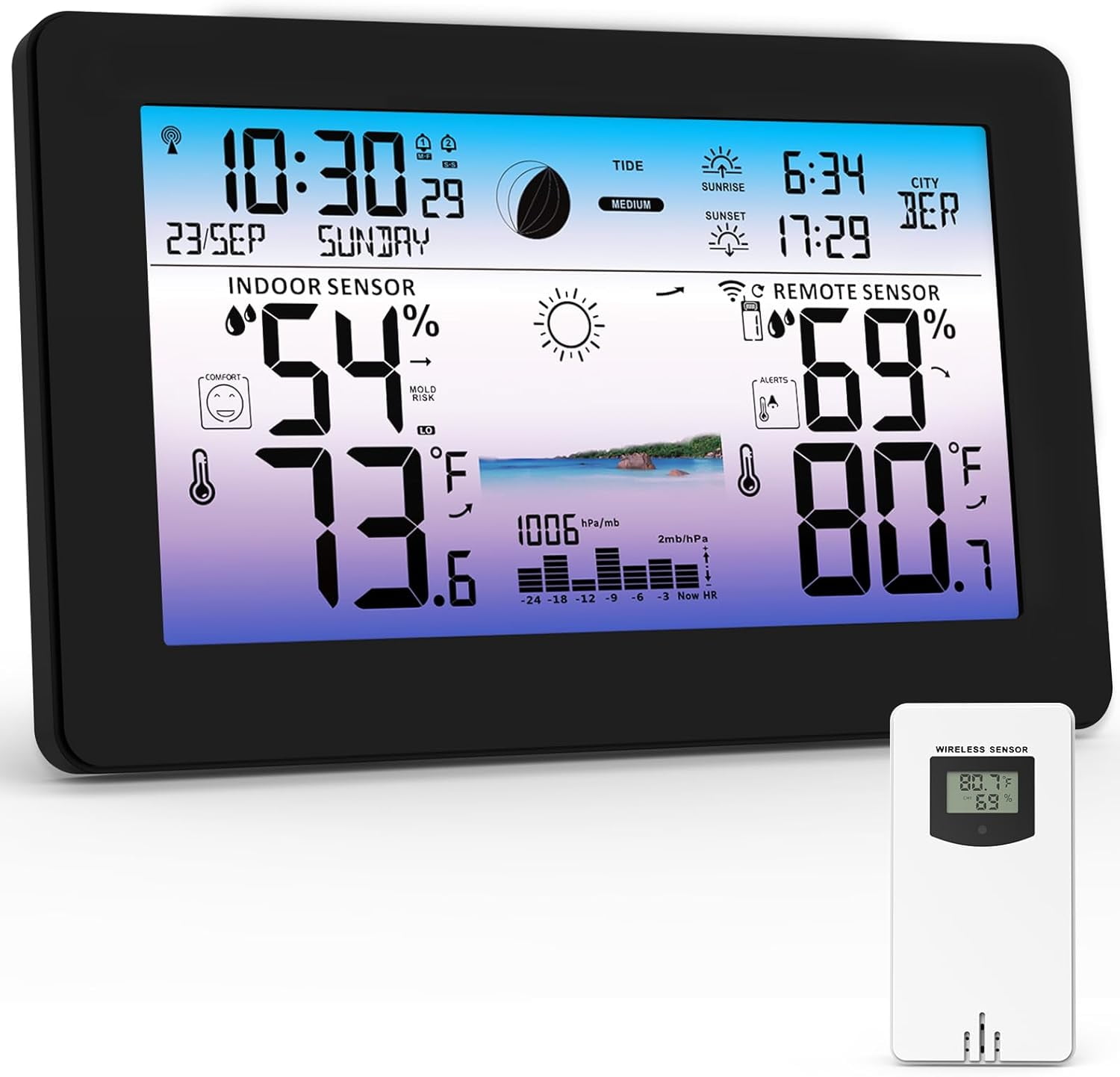 Weather Station Wireless Indoor Outdoor, Digital Thermometer with ...