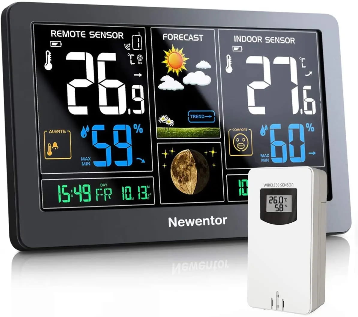 Weather Station, Wireless Indoor Outdoor Sensor, Alarm Clock Time ...