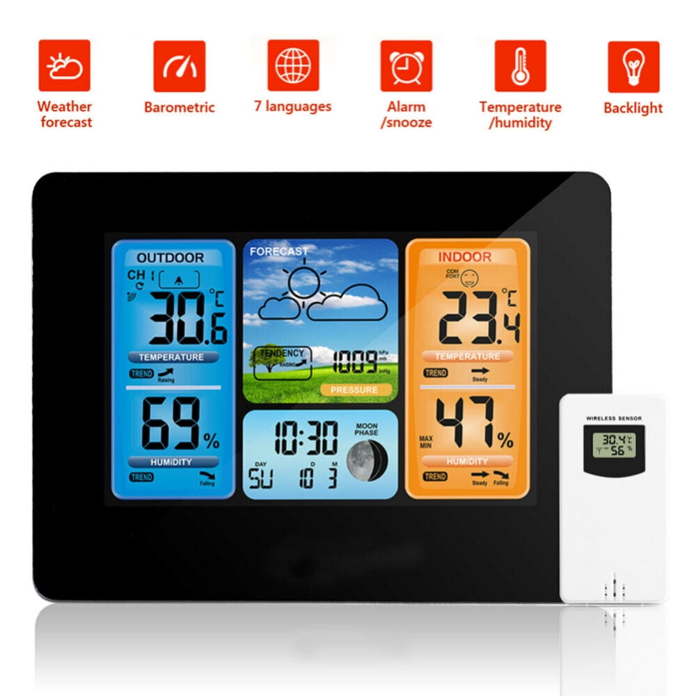 Weather Station Wireless Indoor Outdoor Weather Stations with Atomic ...