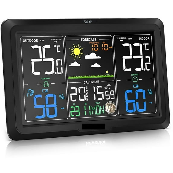 Weather Station Wireless Indoor Outdoor Thermometer, 7.5inch Display ...