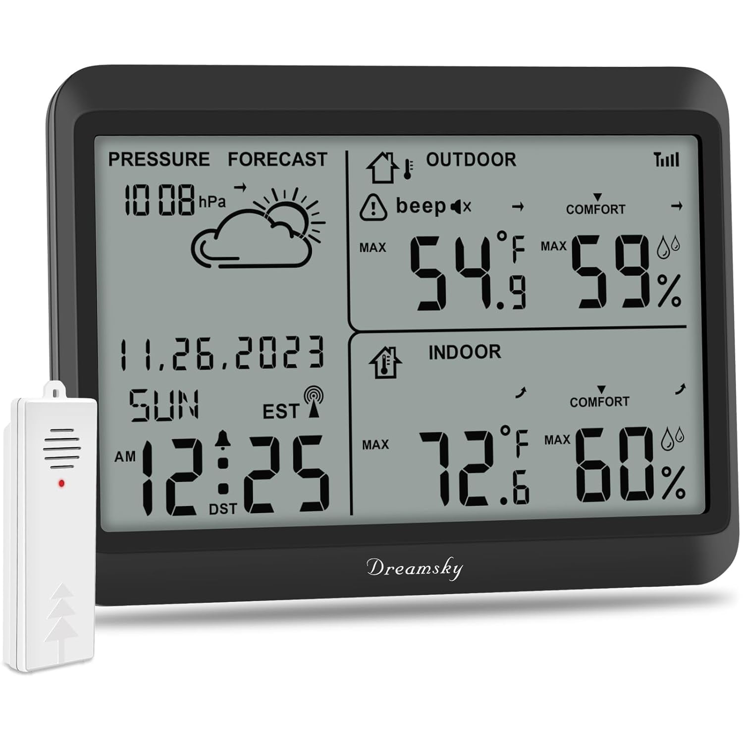 Weather Station Wireless Indoor Outdoor Thermometer with Atomic Clock ...