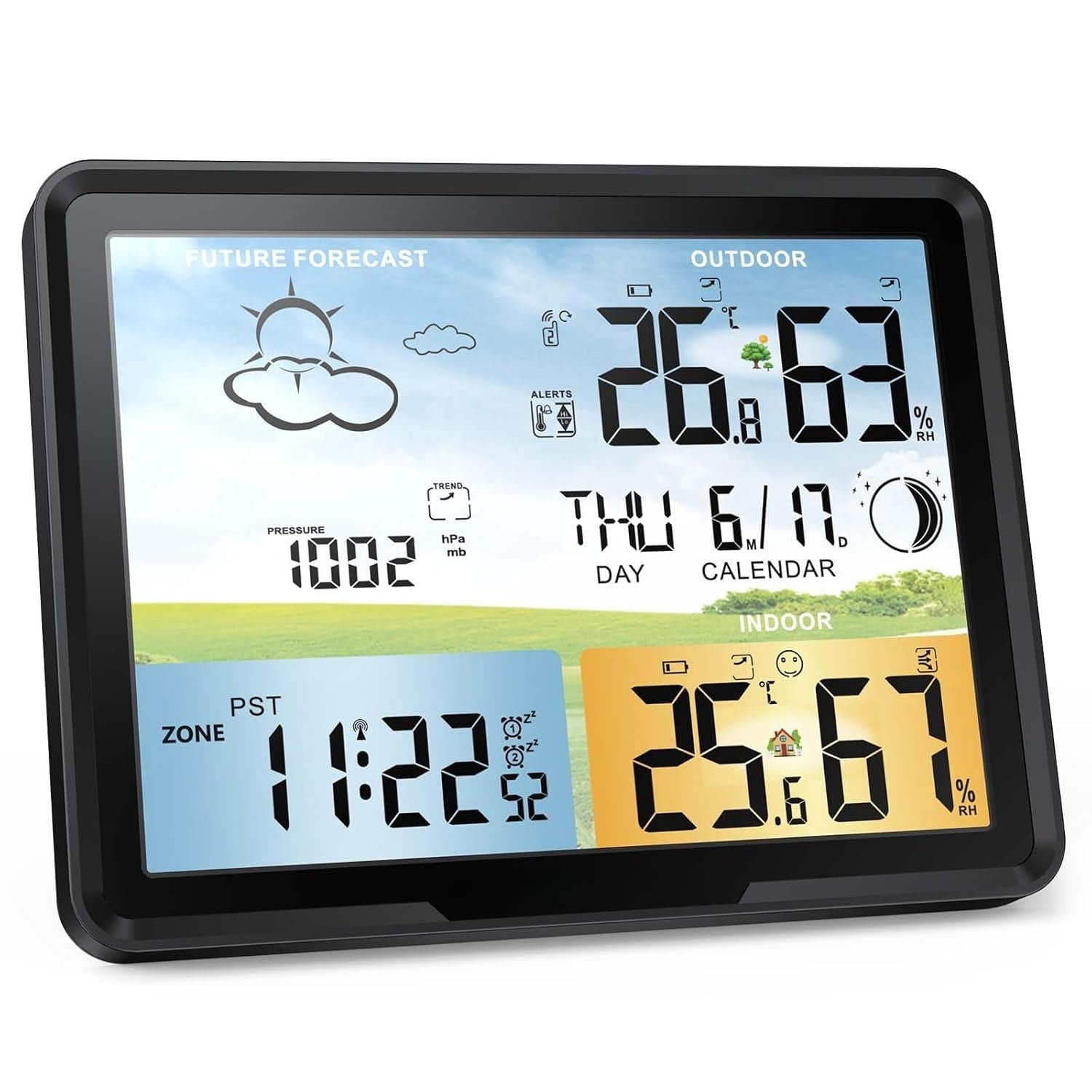 Weather Station Wireless Indoor Outdoor Thermometer, Color Display ...