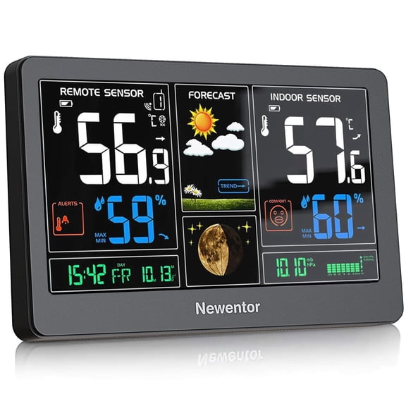 Polaroid Clock, Wireless Weather Station Clock, 5 Displays White LED ...