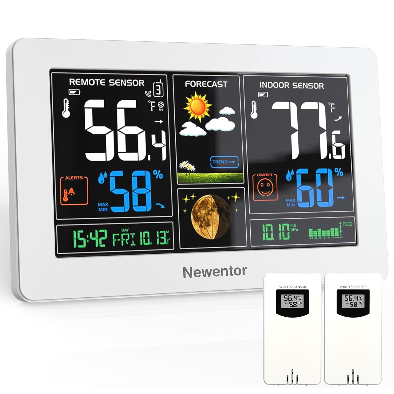 Weather Station Wireless Indoor Outdoor Thermometer, Color Display ...