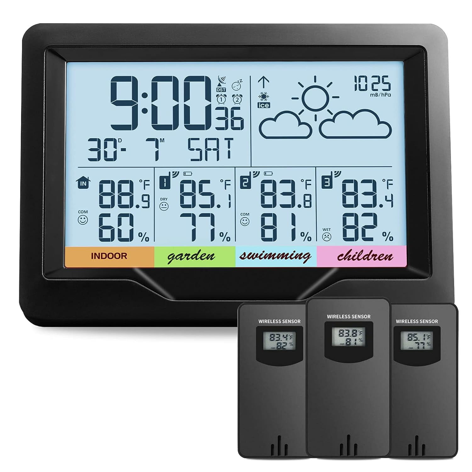 Weather Station Wireless Indoor Outdoor Thermometer Digital Atomic ...