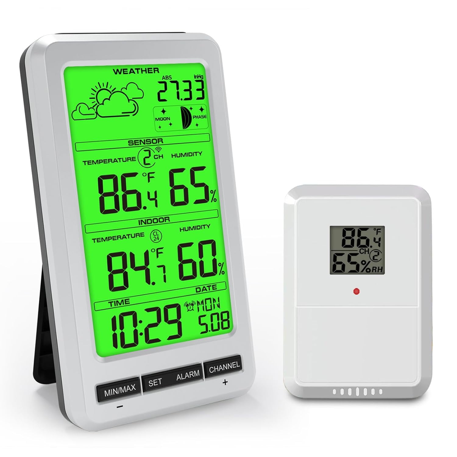 Weather Station Wireless Indoor Outdoor Thermometer, Digital ...