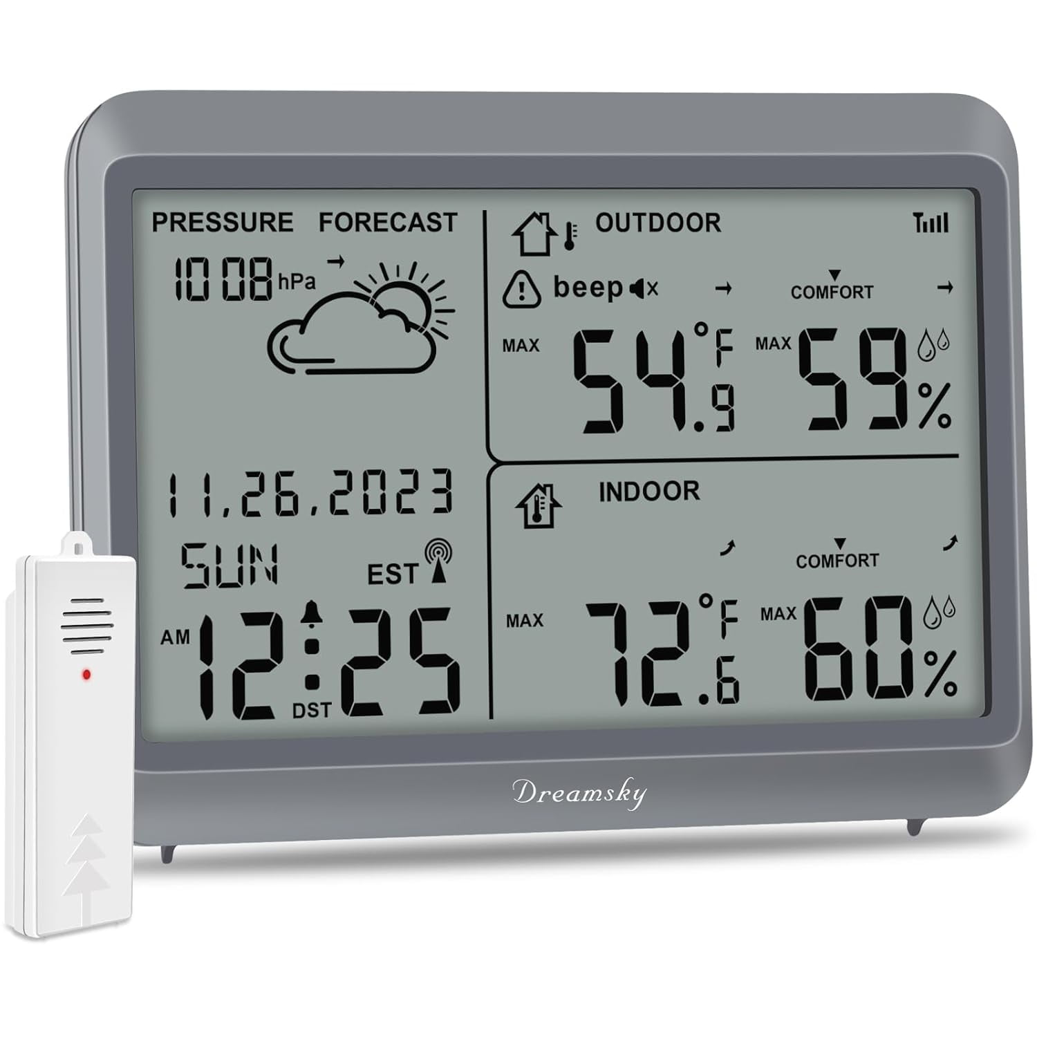 Weather Station Wireless Indoor Outdoor Thermometer Humidity - Large ...