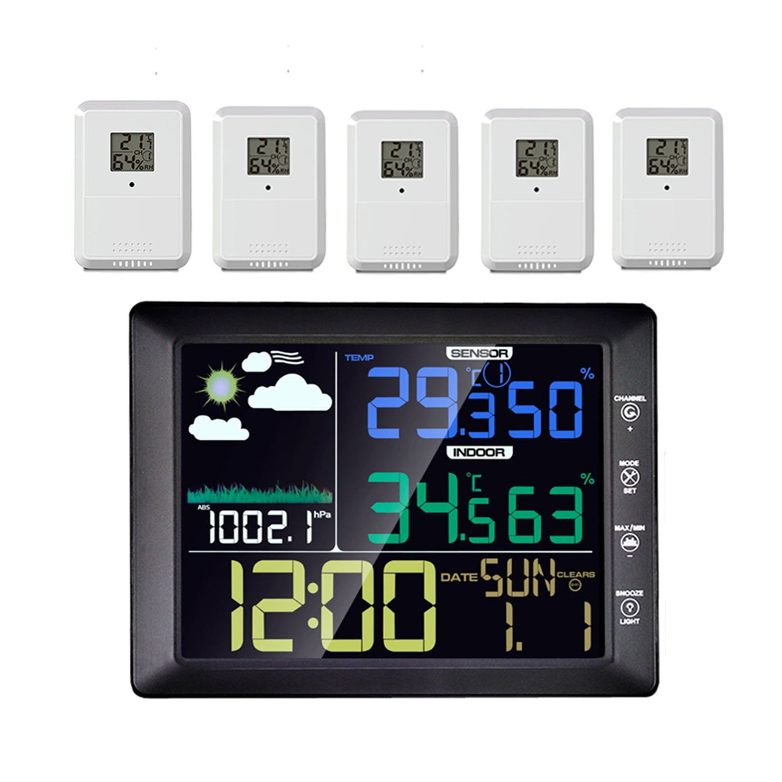 Weather Station with 5 Sensors Hygrometer Digital Thermometer mmHg ...