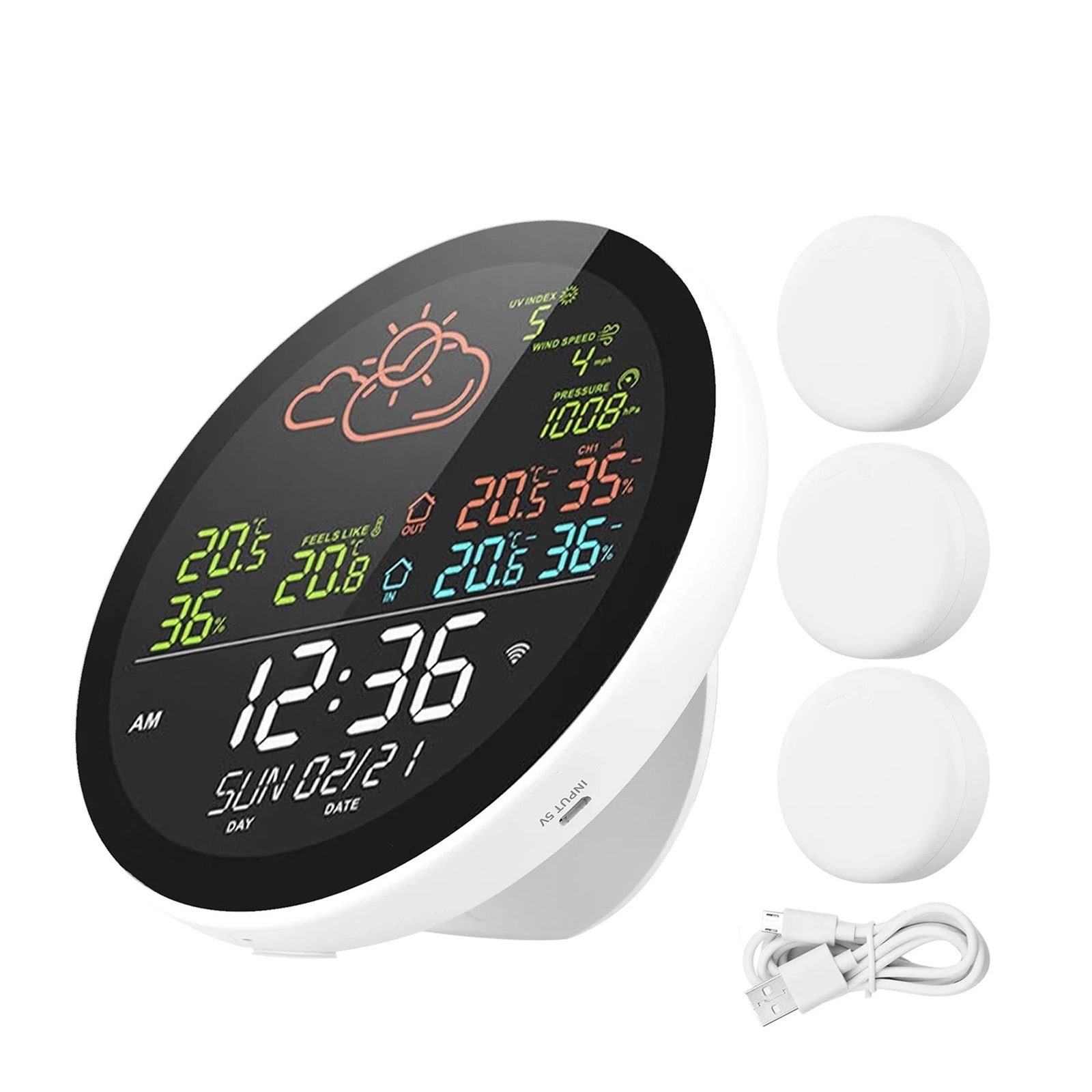 Weather Station with Clock Temperature & Humidity Meter Large Weather ...
