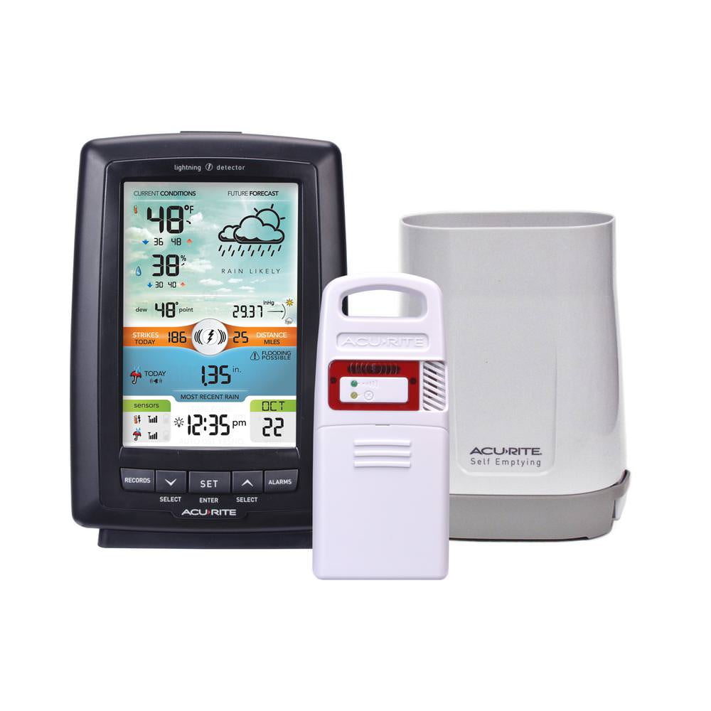 AcuRite Color Weather Station with Rain Gauge, Lightning Detection ...