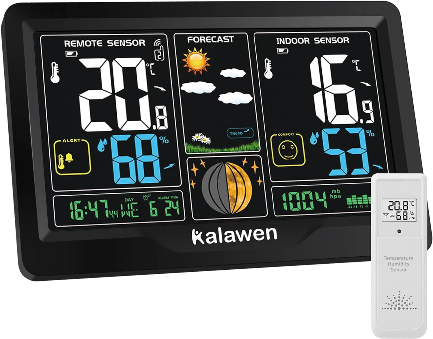 Weather Stations Wireless Indoor Outdoor 7.4” Large Color Display Home ...