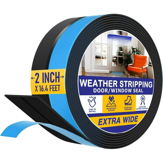 Weather Stripping 16.4FT(L) x 2in(W) Door Draft Stopper Seal Strip for ...