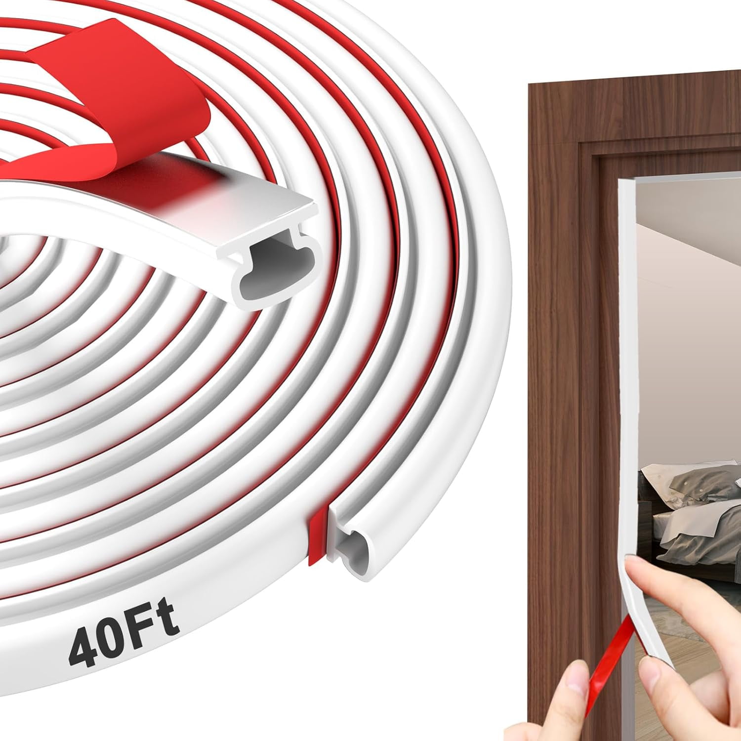 Weather Stripping Door Seal - 40 Ft Self-Adhesive TPE Rubber Door Seal ...