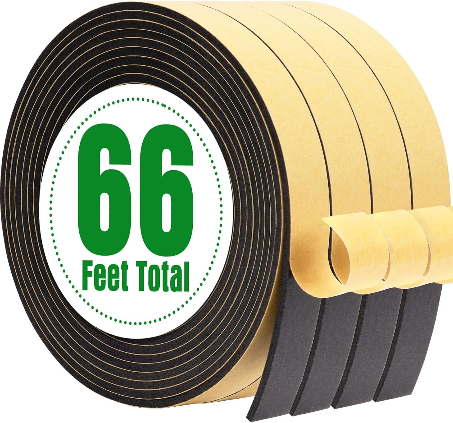 Weather Stripping Seal 4 Rolls, 66 Ft L x 4/5 in W x 1/8 in T, High ...