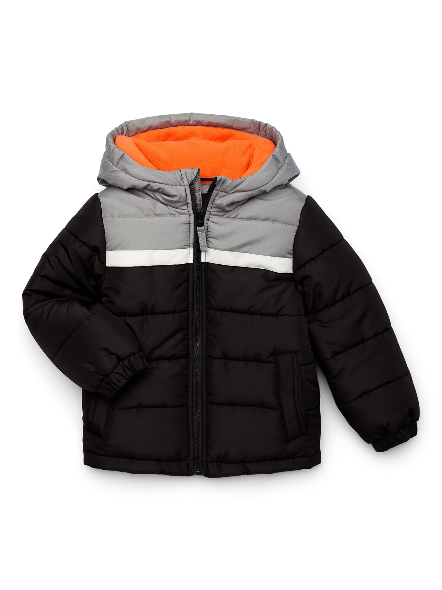 WEATHER TAMER Boys' Stripe Puffer Jacket with Hood, Sizes 4-16, Water ...