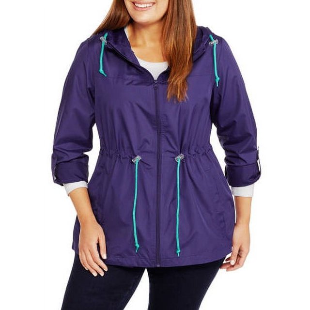 Weather Tamer Women's Plus-Size Hooded Packable Anorak--Zips Up Into A ...