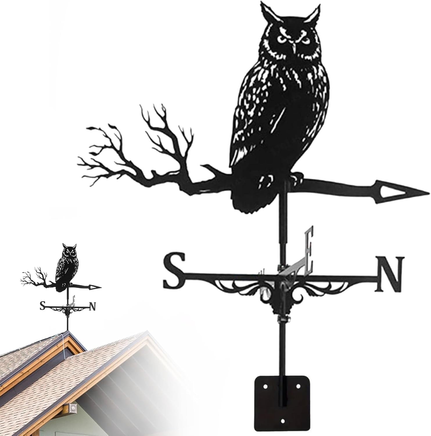 Weather Vane, Metal Weather Vanes Roof Mount, Owl Weathervanes Weather ...