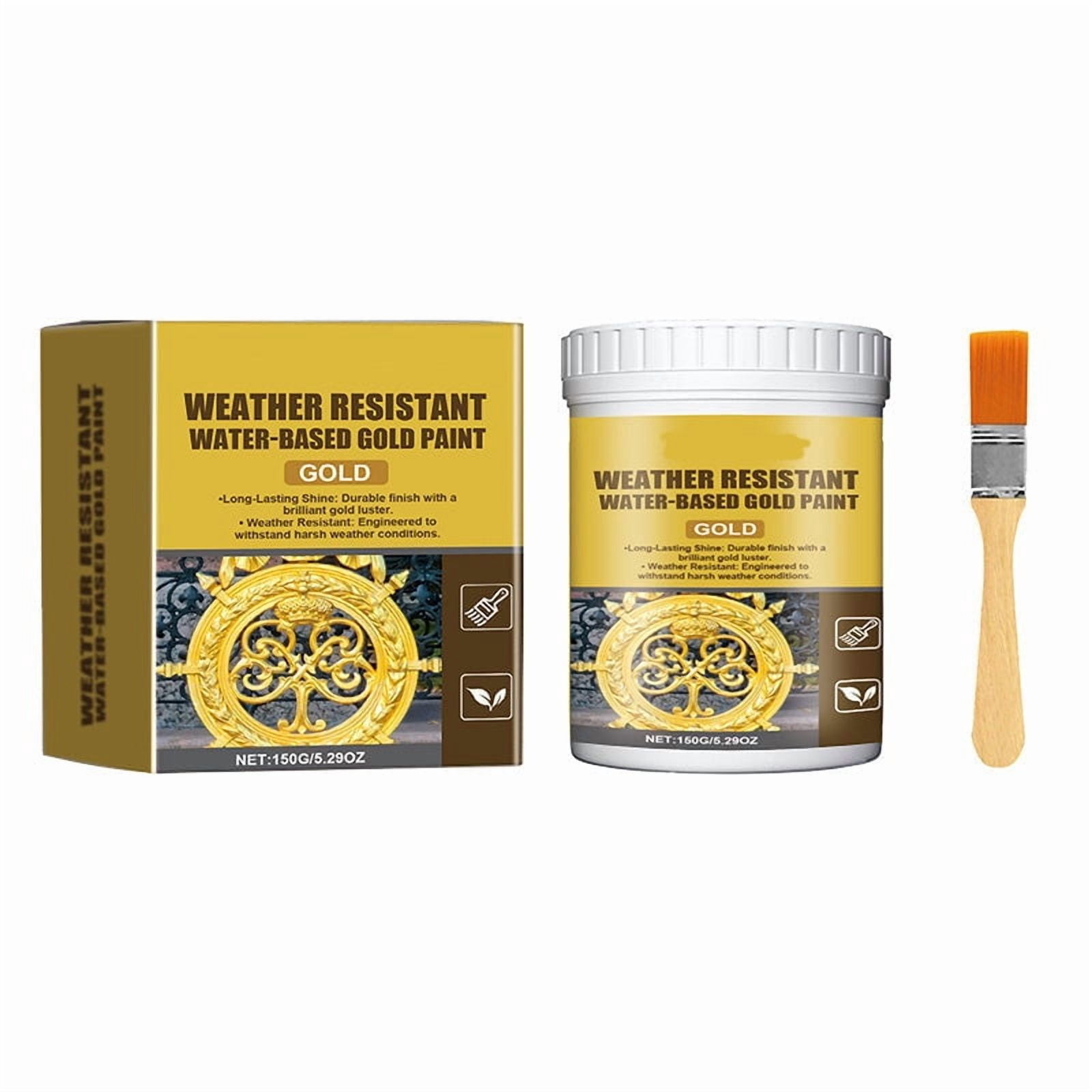 Weather Water- Gold Paint 150ml Water- Shiny Gold Leaf Paint Waterproof ...