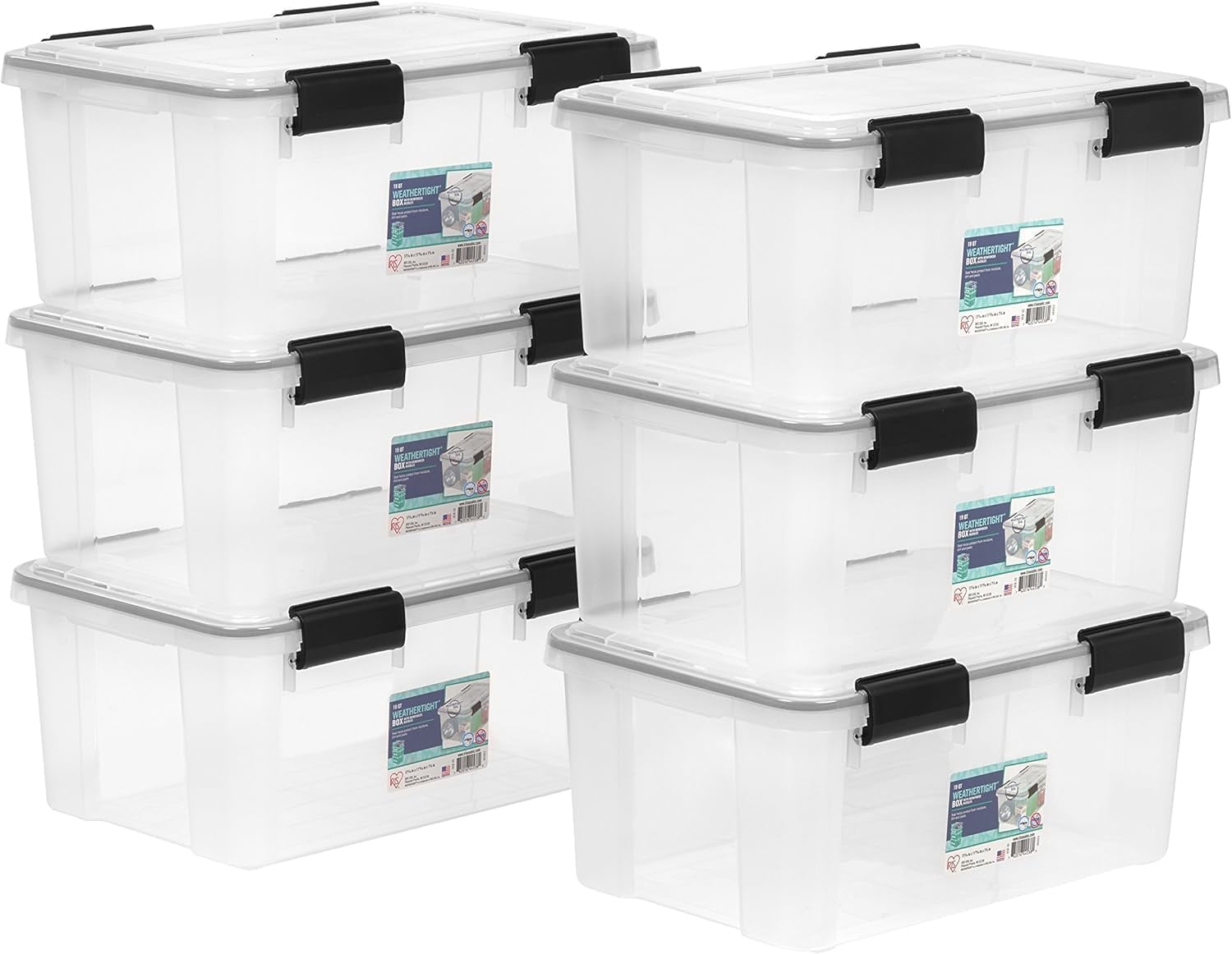WeatherPro 19 Qt Storage Bins with Lids, 6 Pack, BPA-Free Plastic ...