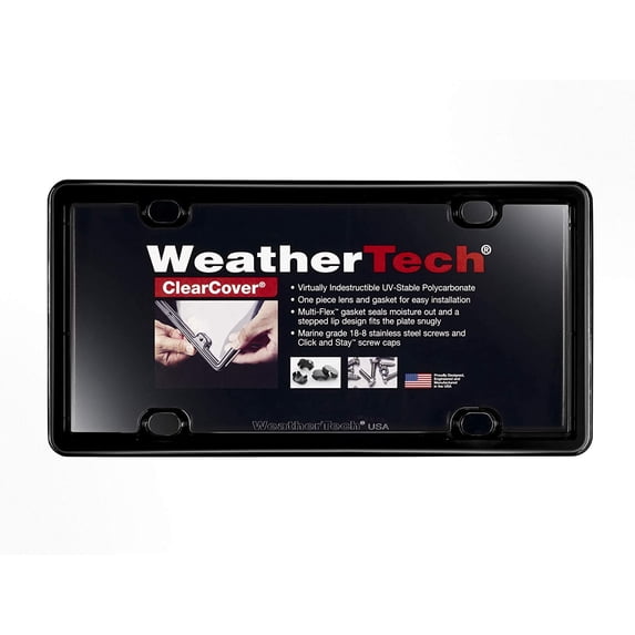 WeatherTech ClearCover License Plate Cover, Acrylic Lens, Black ...