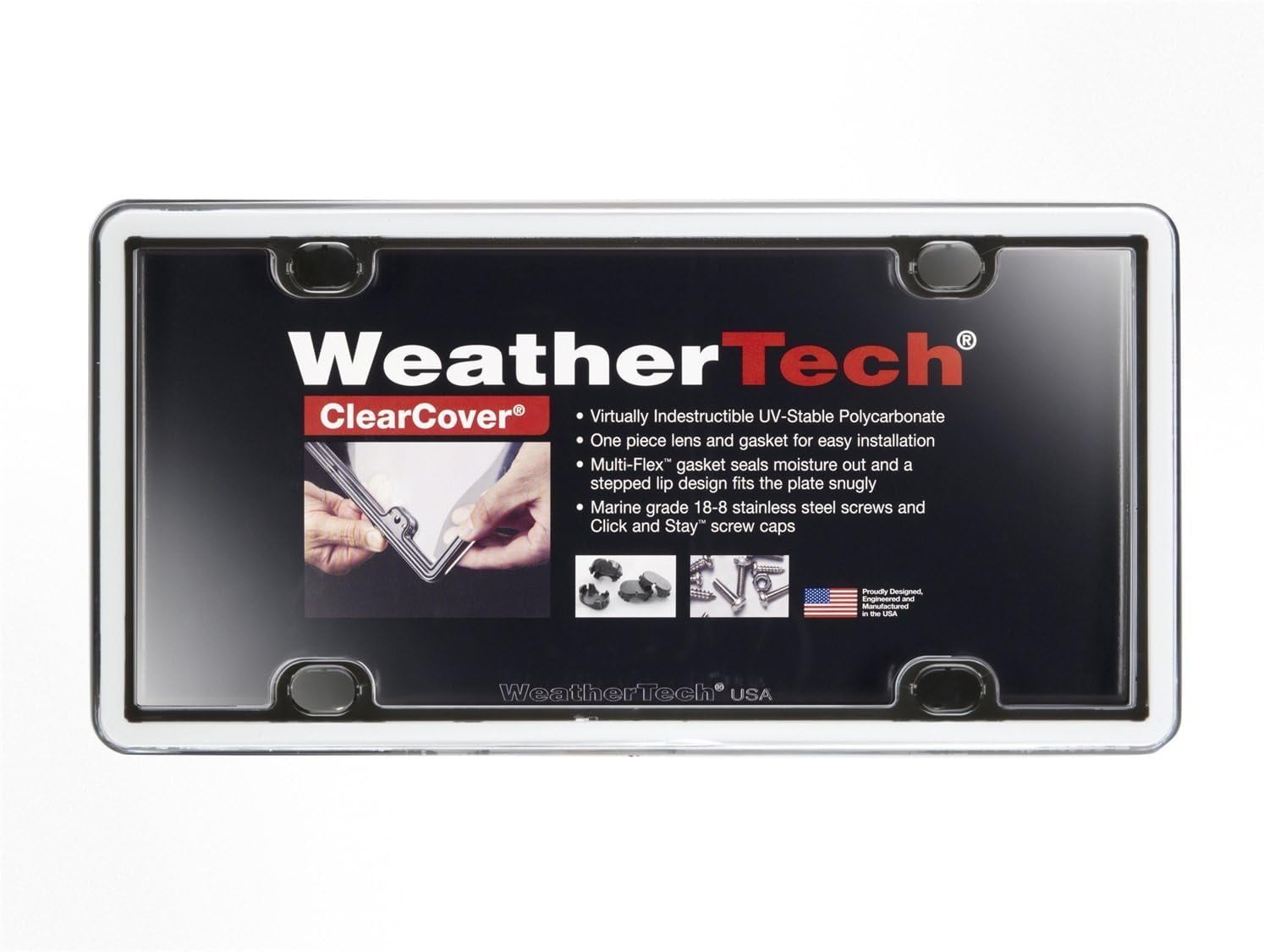 WeatherTech ClearCover License Plate Cover and Frame, White / Black ...