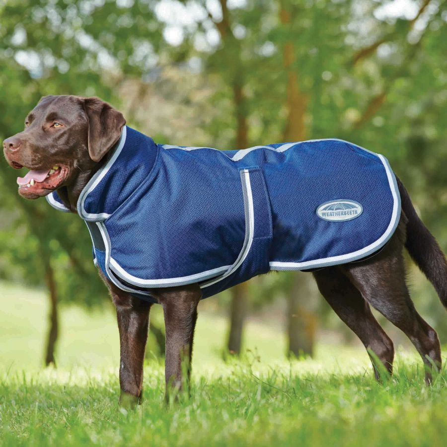 Weatherbeeta Comfitec Parka 1200D Deluxe Dog Coat, Navy (Grey/White ...