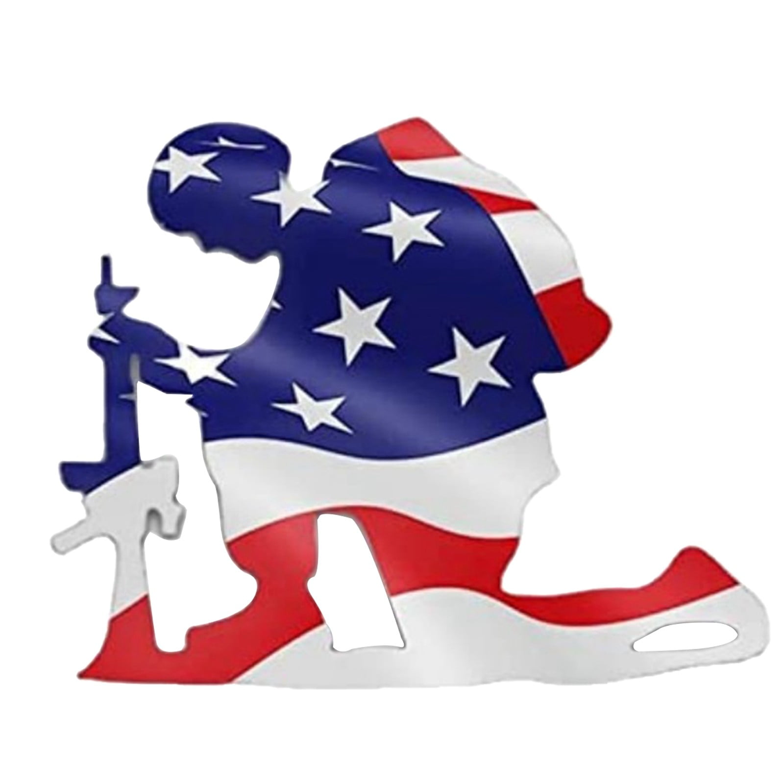 Weathered American Flag Kneeling Soldier Metal Art, US Military Garden ...