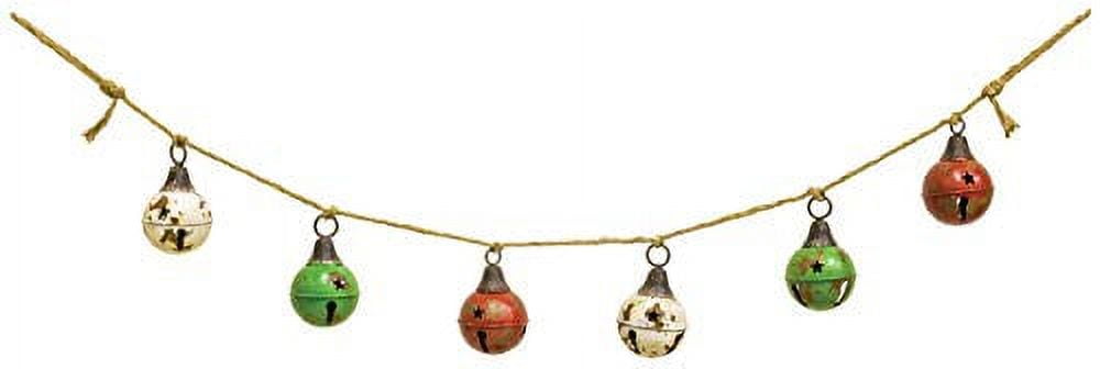 Weathered Bells Banner Red and Green 67 inch Metal On Rope Christmas ...